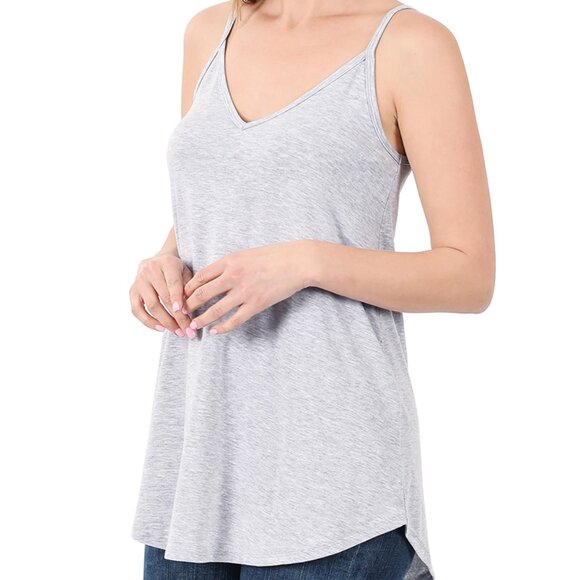 Zenana Outfitters | Tops | New Zenana Heather Grey Reversible Spaghetti ...